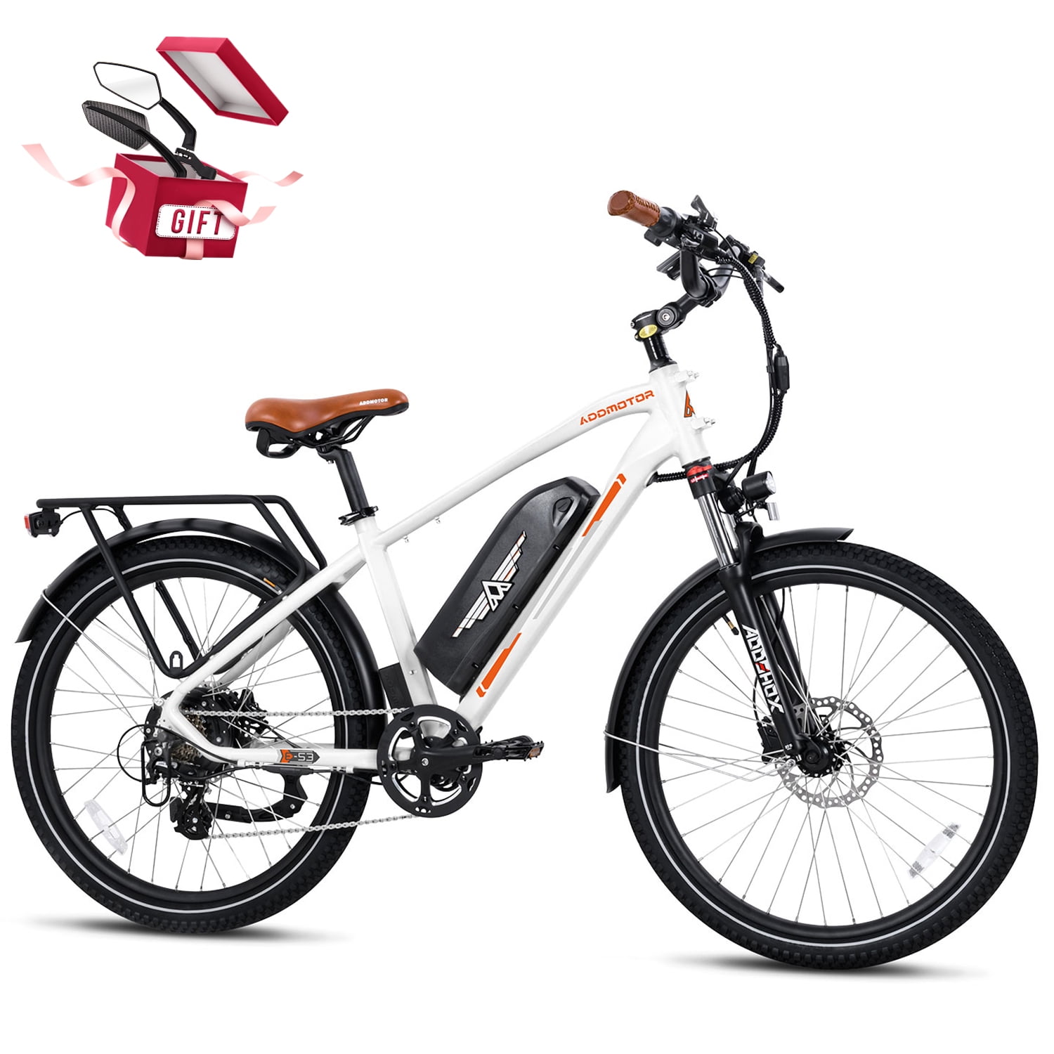 Addmotor 26 Inch Electric Bicycles, 500W 48V 20AH UL Certified Battery Ebike, Commuter City ...