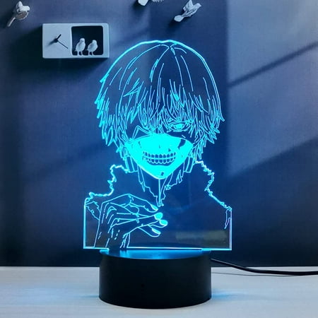 Kaneki Ken 3D Illusion LED Anime Lamp 16 Colors RGB Remote Control ...