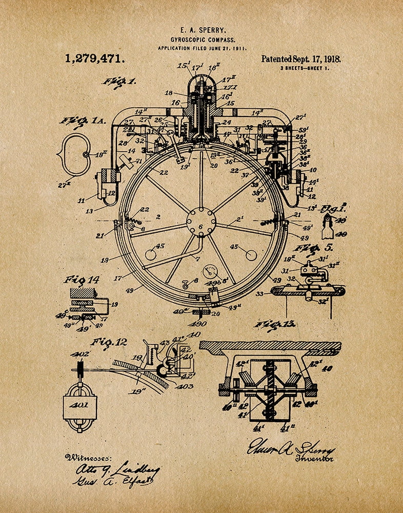 Original Compass Artwork Submitted In 1918 - Nautical - Patent Art ...