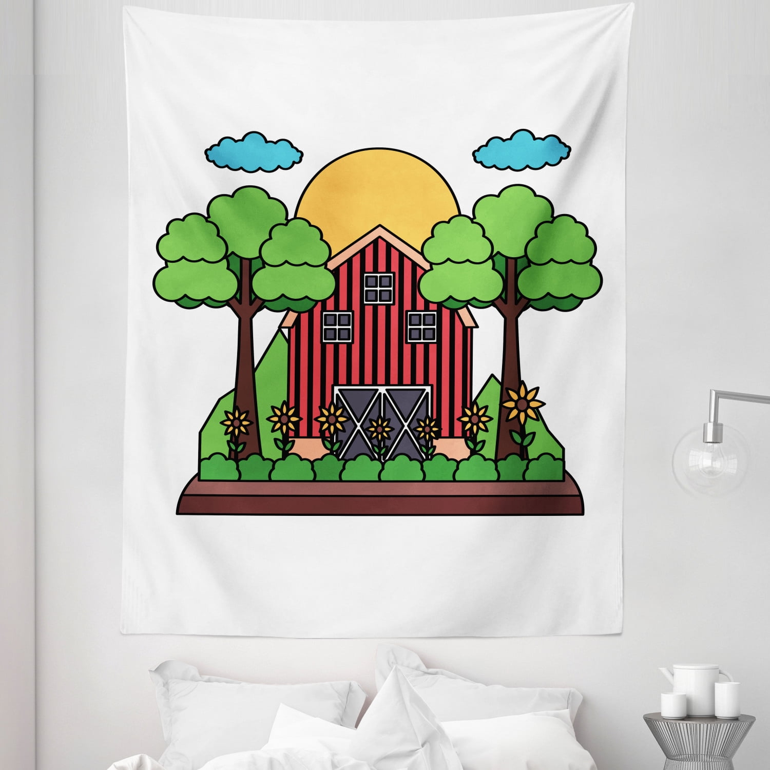 Farmhouse Tapestry, Agricultural Life Back to the Nature Livery Stable ...