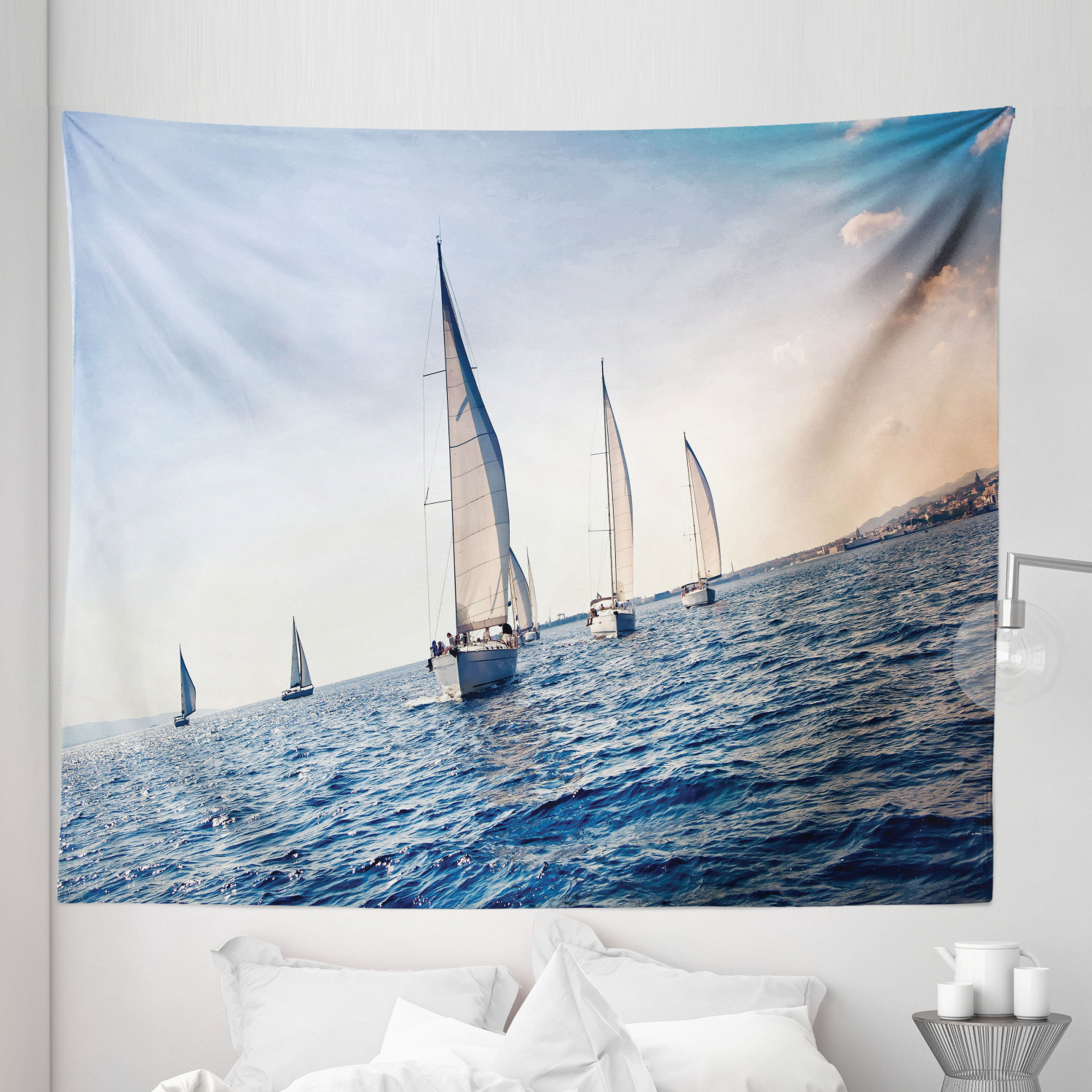 Nautical Tapestry, Racing Sailboats in Mediterranean Sea Adventure ...
