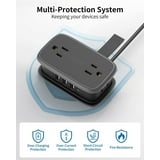 2 Pack Power Strip W/ 4 Outlets 3 USB Ports 4ft Short Extension Cord ...