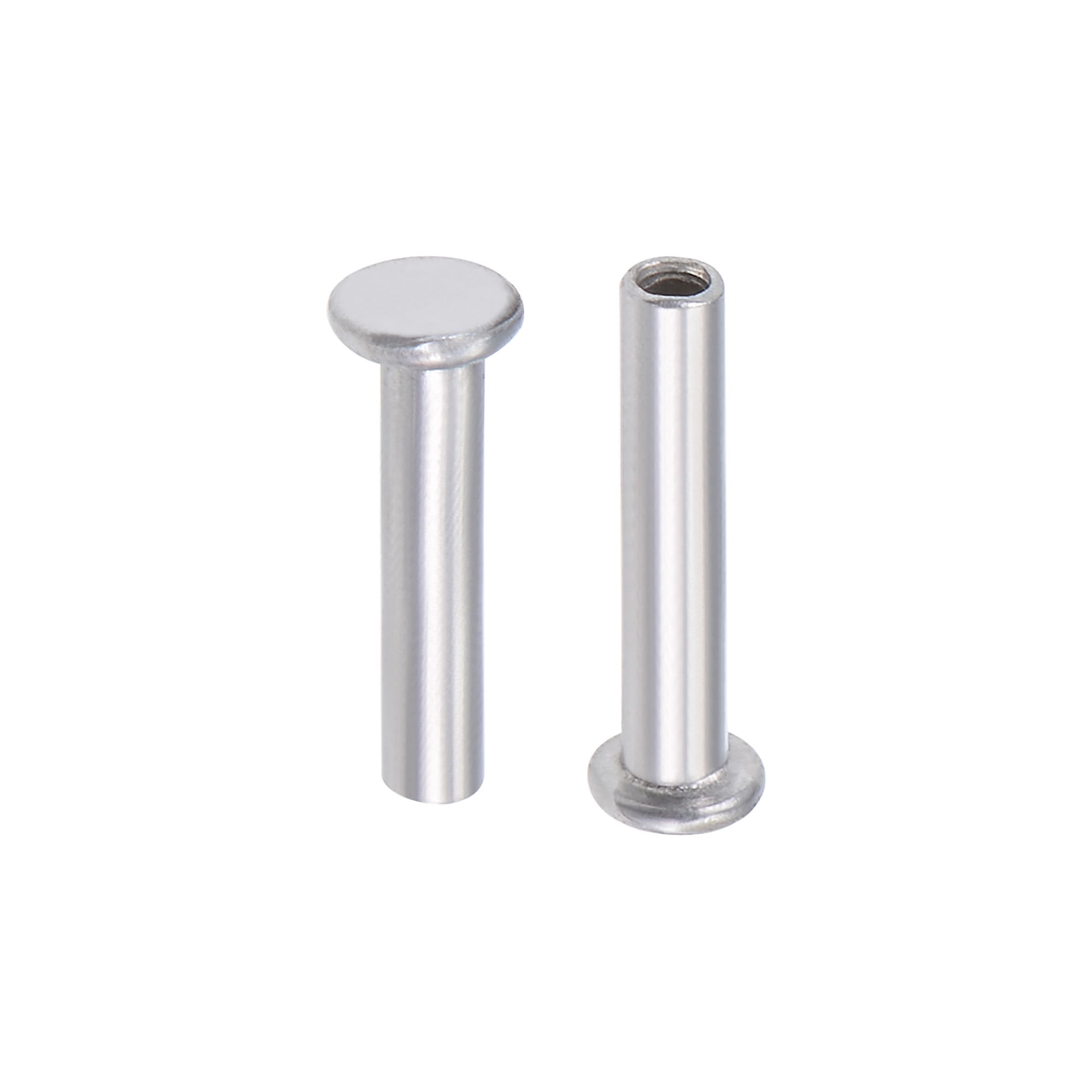 Uxcell M2 x 0.39'' Flat Head Semi-Tubular Rivets Aluminum Silver Tone ...