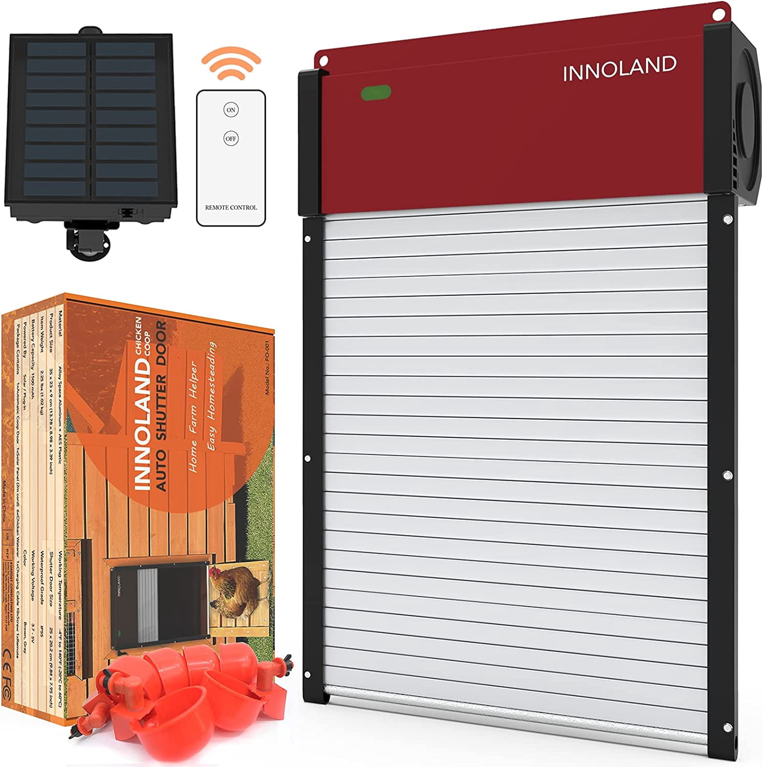 INNOLAND Automatic Chicken Coop Door Solar Powered, Aluminum Frame with ...