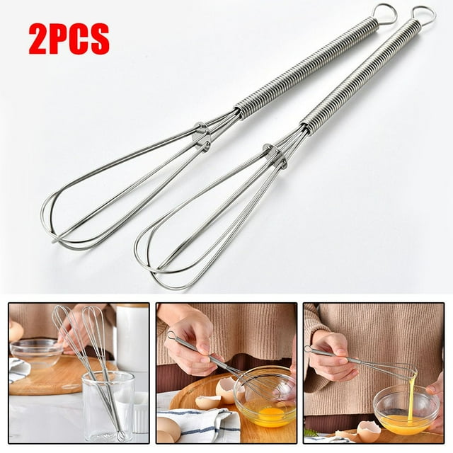 Yannee 2 Pcs Mini Small Stainless Steel Balloon Wire Whisk Set Whip Mix ...