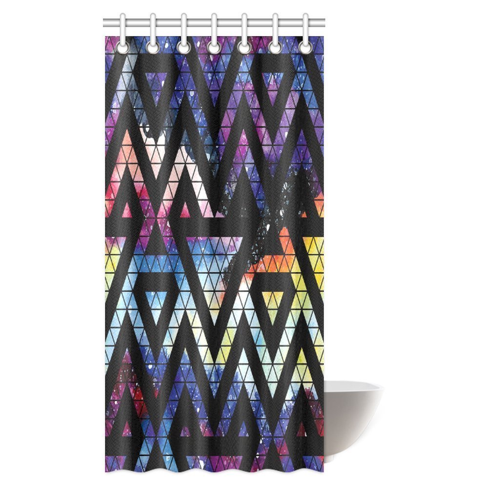 MYPOP Geometric Decor Shower Curtain, Galaxy Triangles and Geometric ...