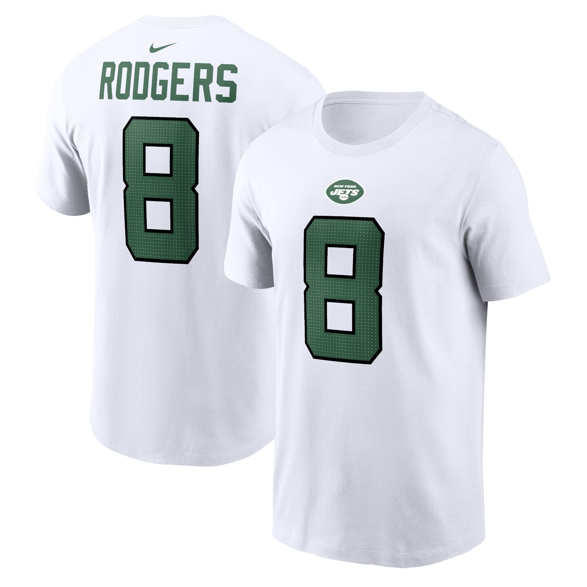 Men's Nike Aaron Rodgers White New York Jets Player Name & Number T ...