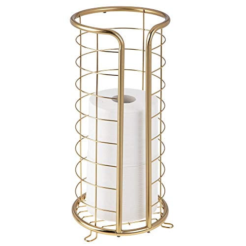 Mdesign Decorative Metal Free Standing Toilet Paper Holder Stand With
