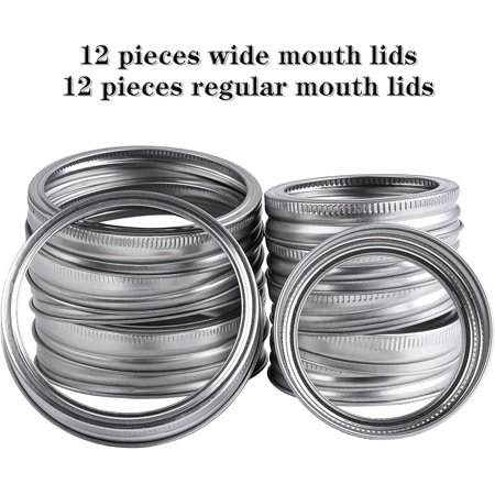 24 Pack Mason Jar Lids Rings Regular Replacement Mouth and Wide Mouth ...