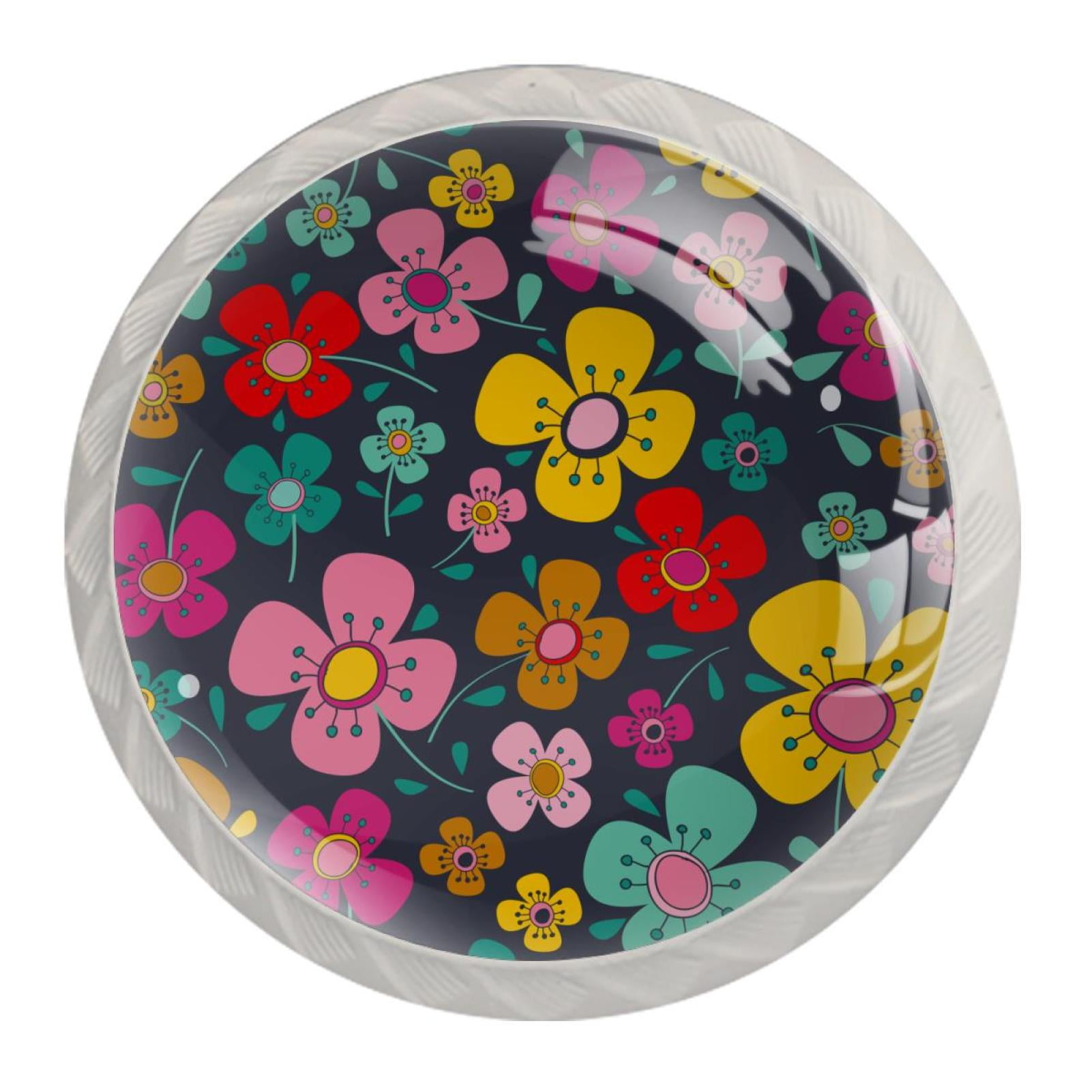 4 Pcs Flower Floral Cute Knobs for Kitchen Cabinet Cupboard Dresser ...