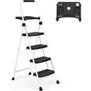 Mon Stainless Steel Rolling Library Ladder for Bookshelf, Silver ...