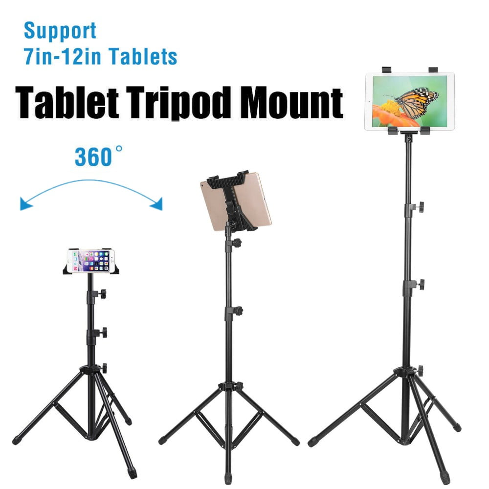 PVUEL Adjustable Floor Tripod Stand, Foldable Desktop Tablet Holder ...