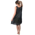 Venice Womens Silky Looking Embroidered Nightgown 06 Medium Black