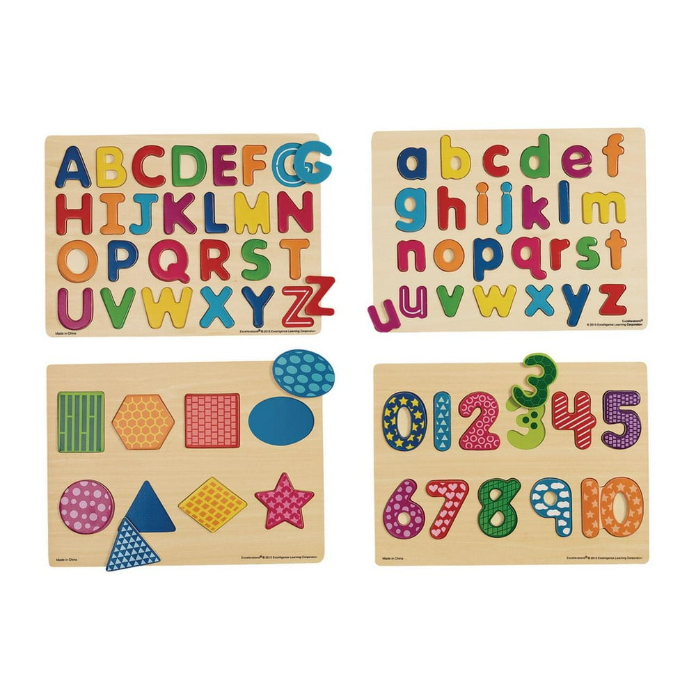 Excellerations Colorful Wooden Puzzles - Set of 4 (Item # BASICPUZ ...