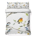 Watercolor Birds on Branches 3 Pieces Quilt Set,1 Quilt with 2 Shams ...
