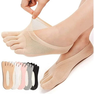 Walbest Ladies Ultra Short Breathable Five Toe Separator Open Toe Socks ...