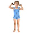 Animal Dog Blue Tile Pattern Girls' One-Piece Swimsuit Bowknot Tie ...