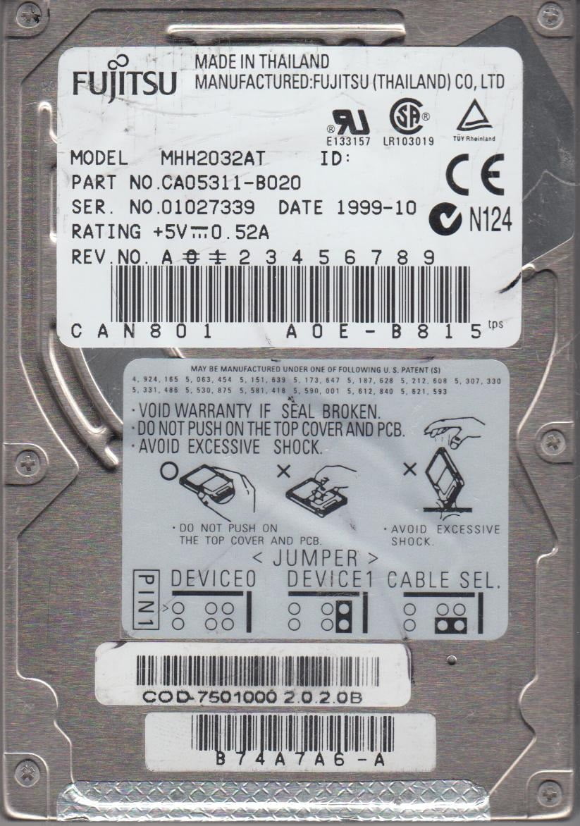 MHH2032AT, PN CA05311-B020, Fujitsu 3.2GB IDE 2.5 Hard Drive - Walmart.com