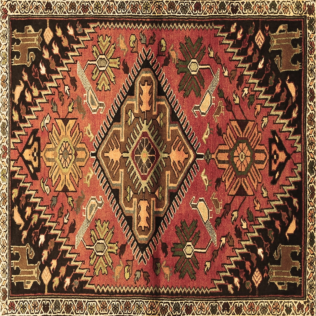 Ahgly Company Indoor Square Persian Brown Traditional Area Rugs, 6 ...