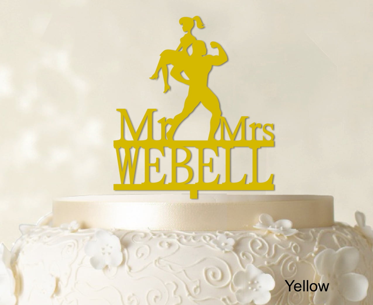 "Personalized Mr & Mrs Couple Cake Topper Personalized Yellow Cake ...