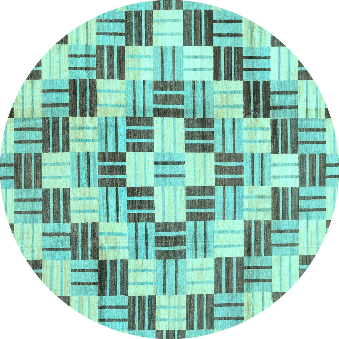 Ahgly Company Indoor Round Checkered Light Blue Modern Area Rugs, 6 ...