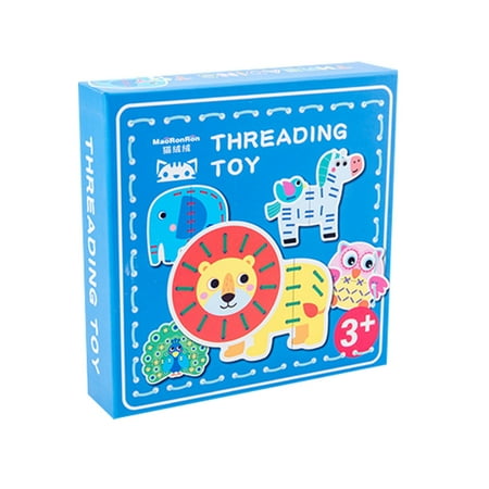 XZNGL Kids Toys Preschool Learning Wooden Lace Animal Threading Toy ...