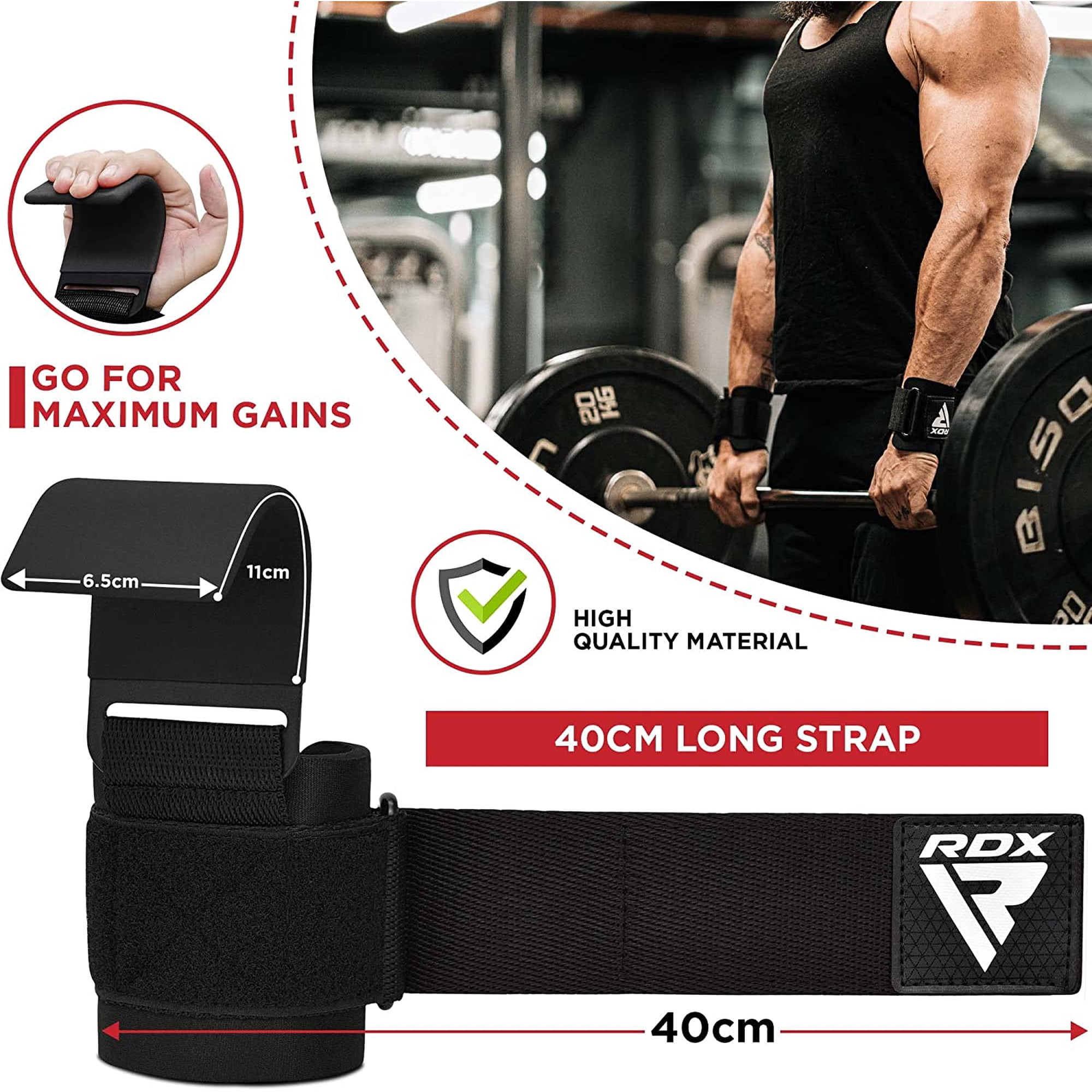 Click here for Rdx Weight Lifting Hooks Straps Pair  Non-Slip Rub... prices