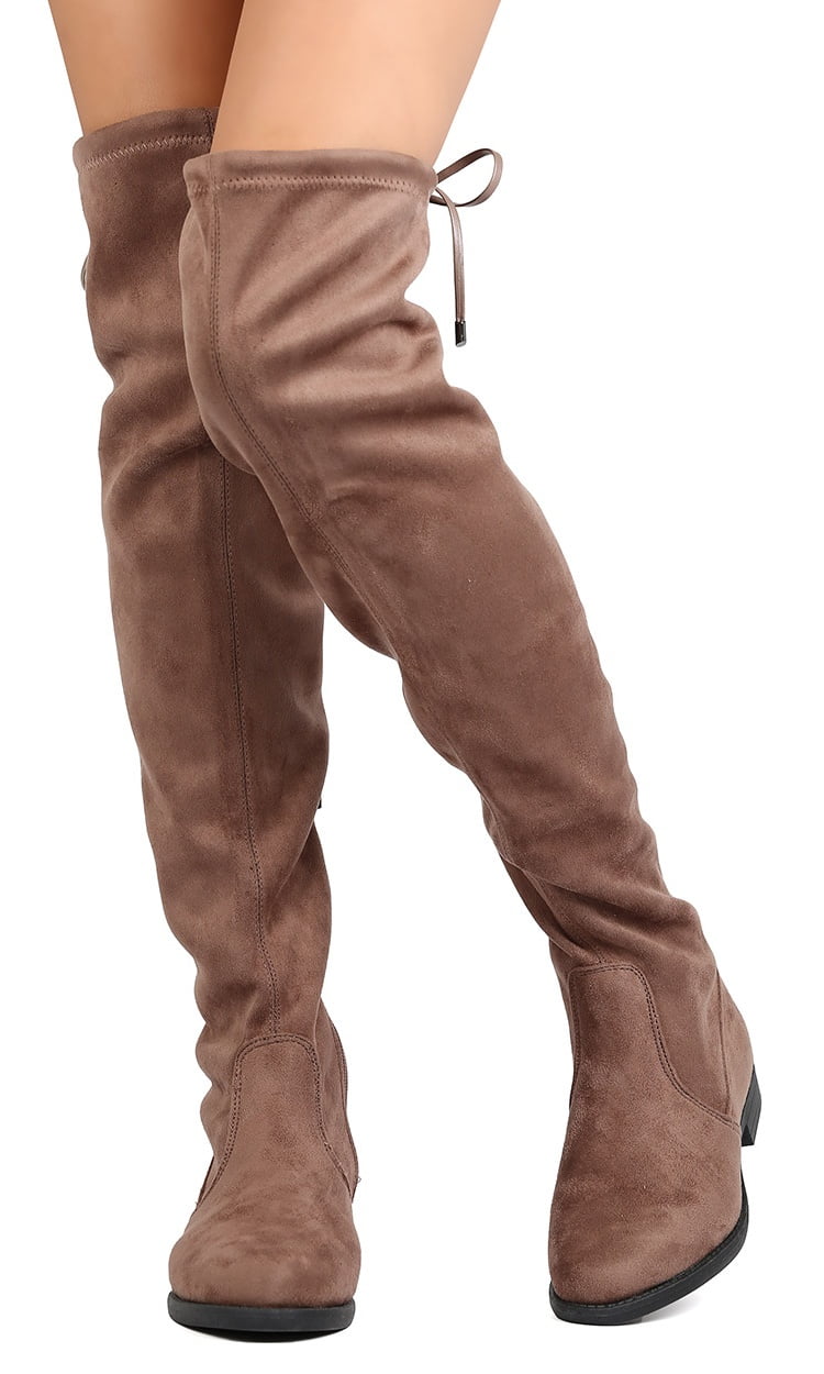 New Women Liliana Vista-1 Faux Suede Thigh High Drawstring Riding Boot ...
