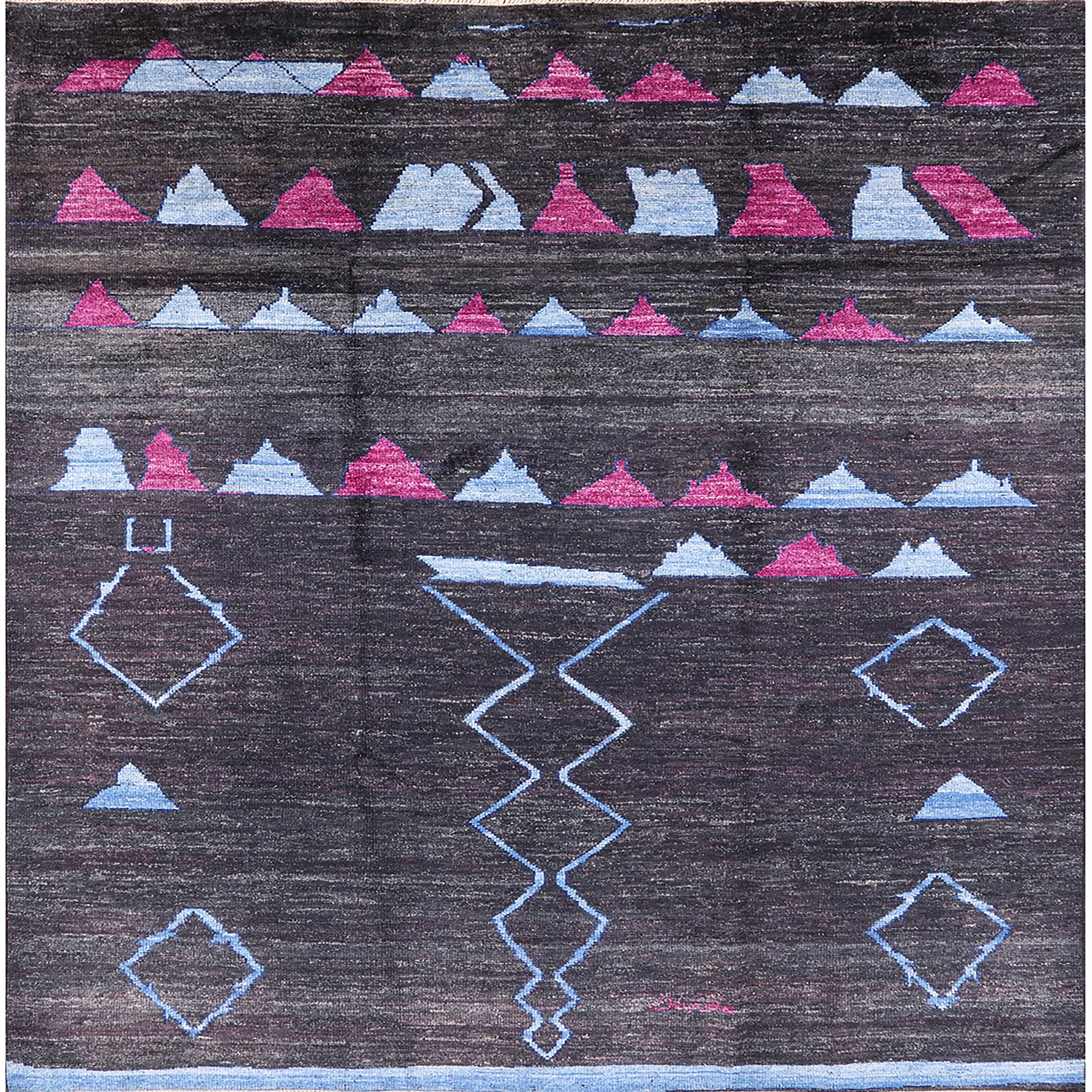 Ahgly Company Indoor Square Mid-Century Modern Plum Purple Oriental ...