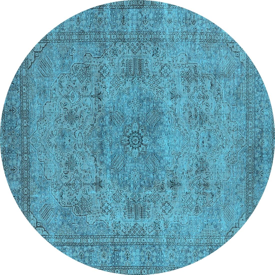 Ahgly Company Indoor Round Oriental Light Blue Industrial Area Rugs, 6 ...