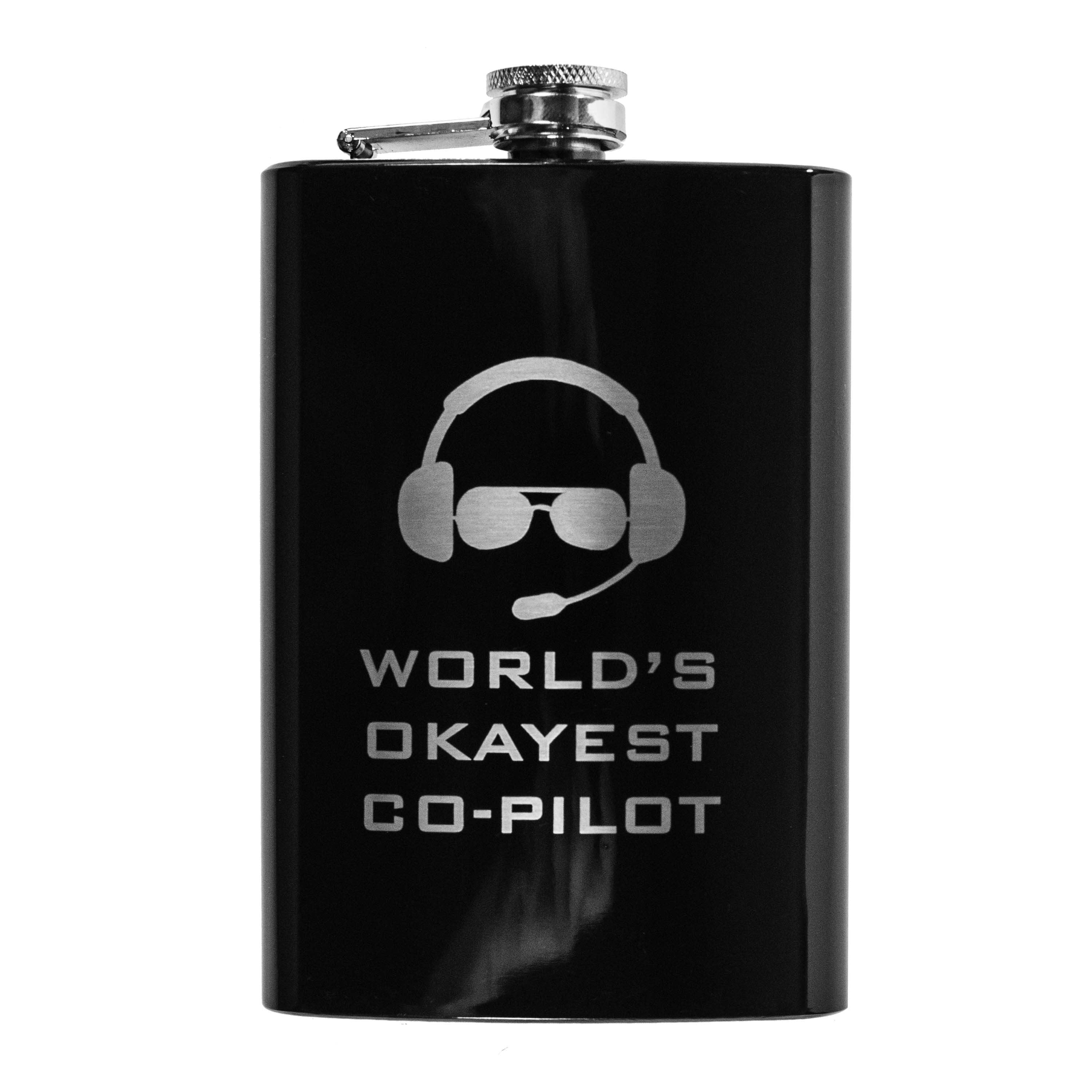 8oz BLACK World's Okayest Co-Pilot Flask L1 - Walmart.com