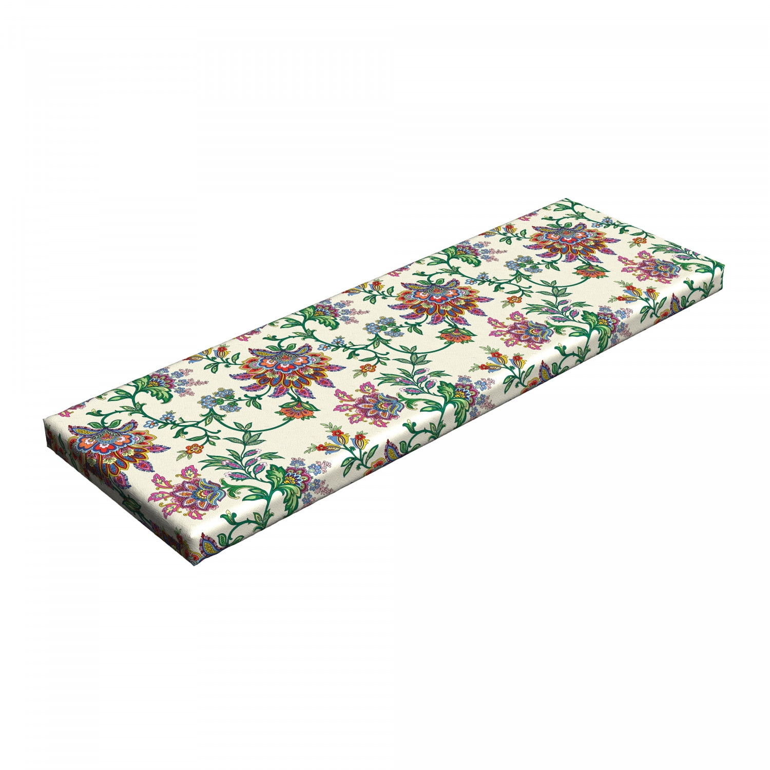 Bohemian Bench Pad, Retro Colorful Flowers Pattern Exquisite Blooms ...