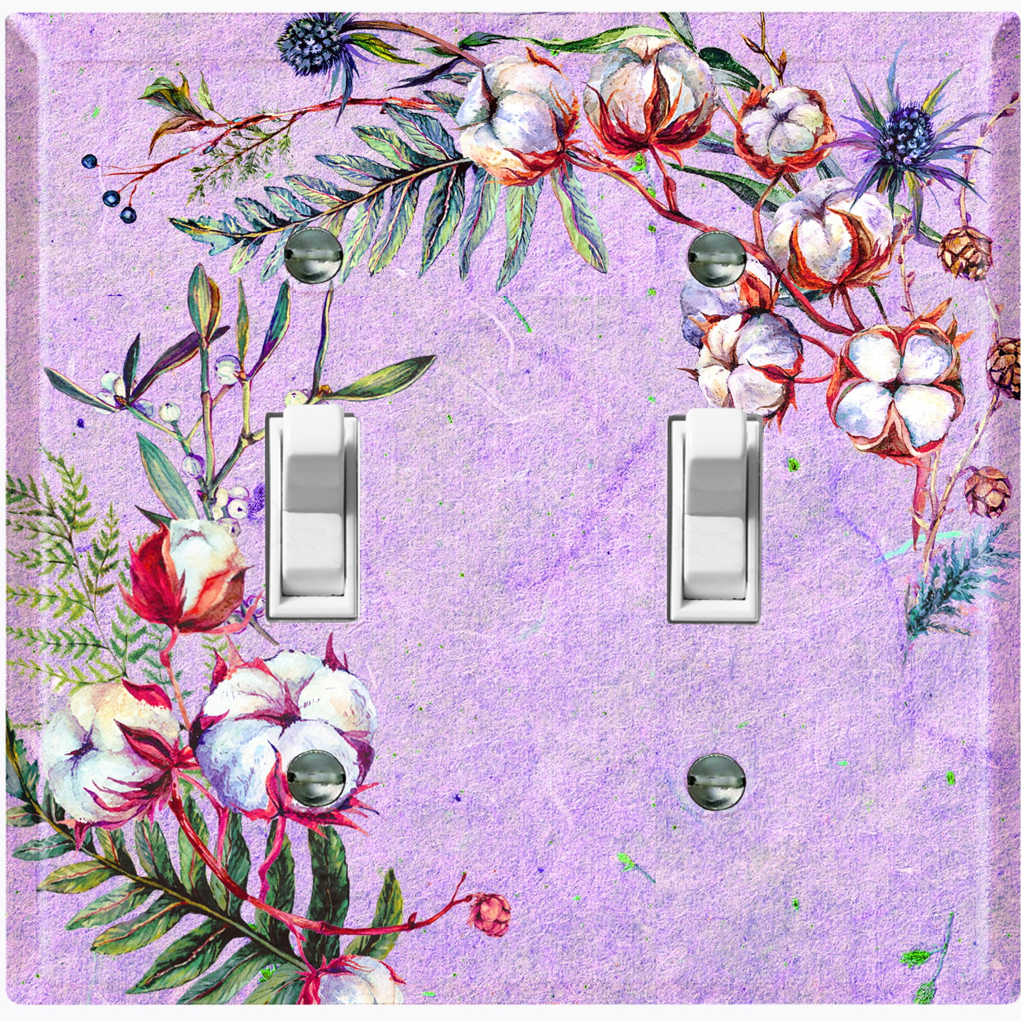 Metal Light Switch Plate Cover Cotton Flower Semicircle Frame Purple ...
