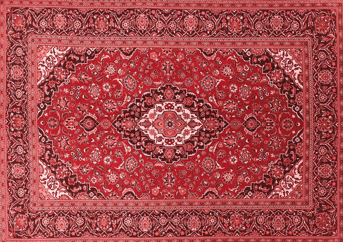 Ahgly Company Indoor Rectangle Medallion Red Traditional Area Rugs, 2 ...