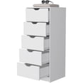 JERFIT 5-Drawer Dresser, Narrow White Wood Chest of Drawers for Bedroom ...