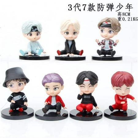 7Pcs/Set BTS TinyTAN Mini Figure Bangtan Boys Groups BTS Anime Figurine ...