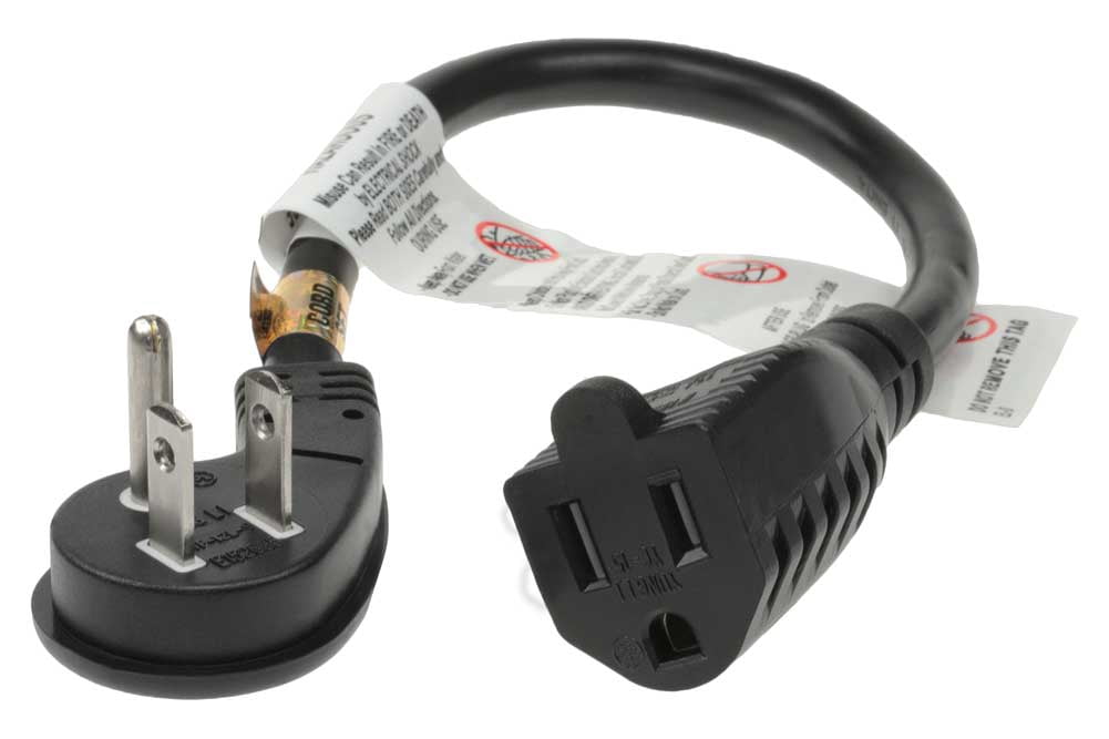 SF Cable 1ft 14/3 AWG Ultra Low Profile NEMA 5-15P Right Angle to NEMA ...