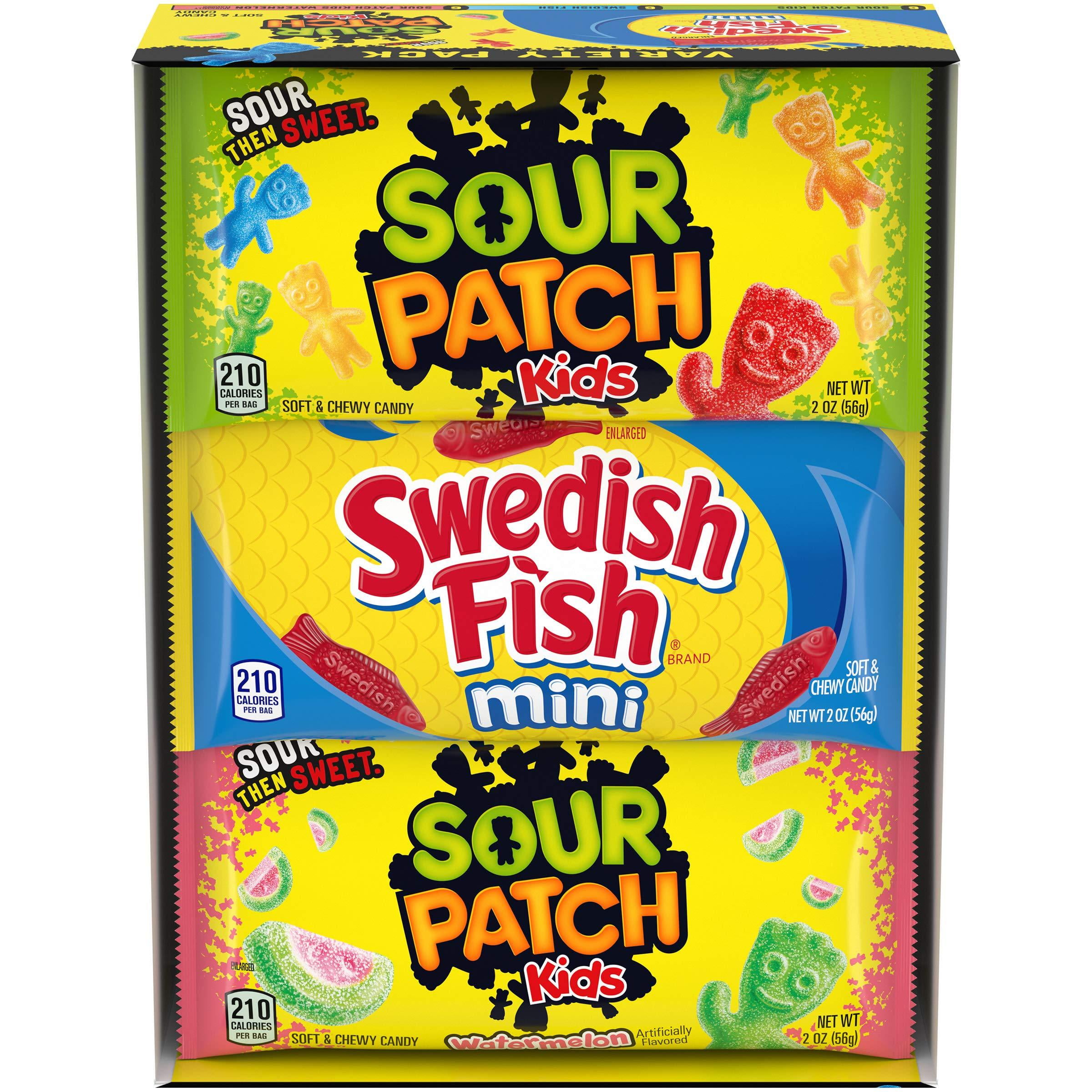 SOUR PATCH KIDS & SWEDISH FISH Soft & Chewy Candy Variety Pack, 18 ...