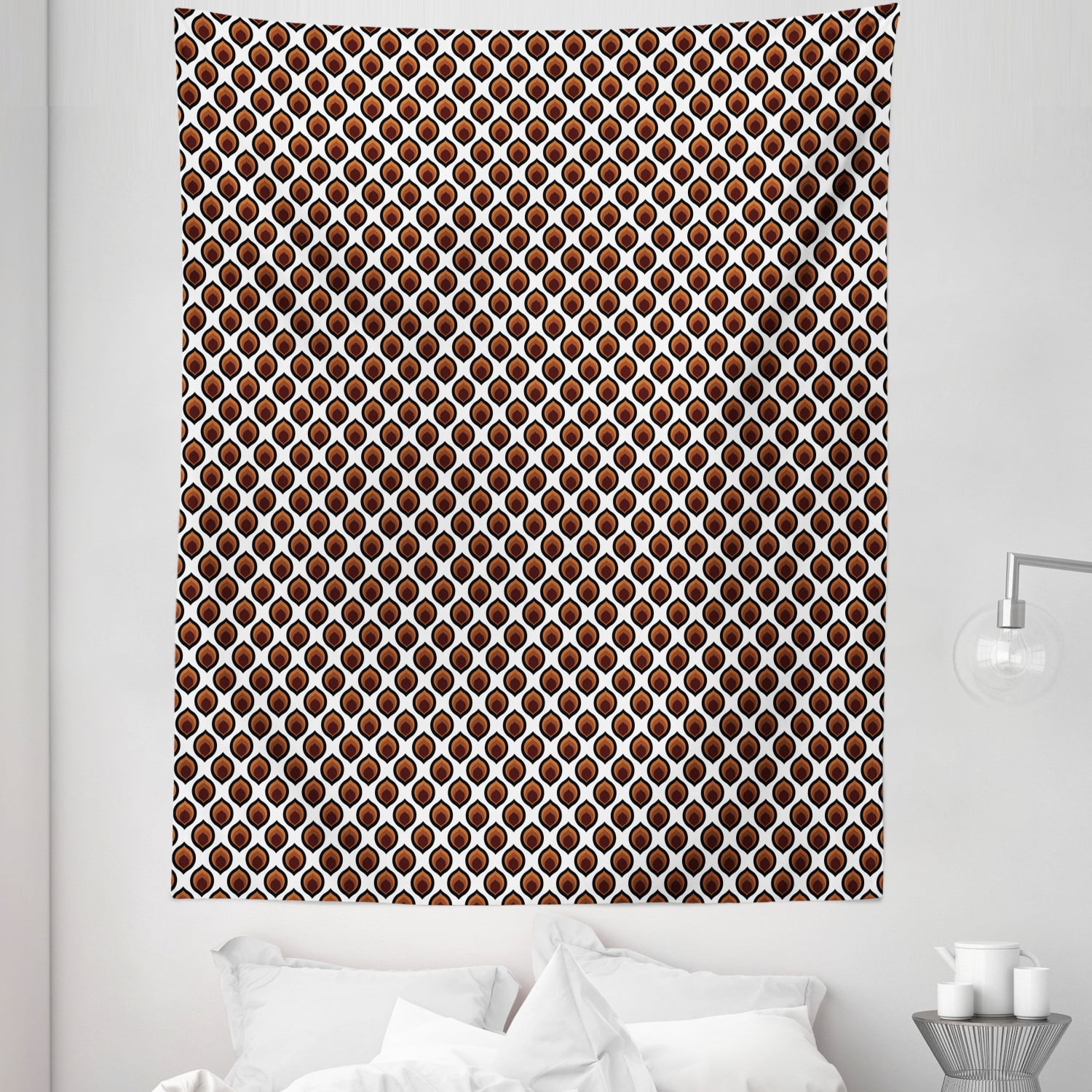 Abstract Tapestry, Composition with Brown Tones Retro Oval Traditional ...