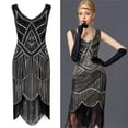 Aellinatey Women's Glitter Fringe Dress with Beading and Shimmering ...