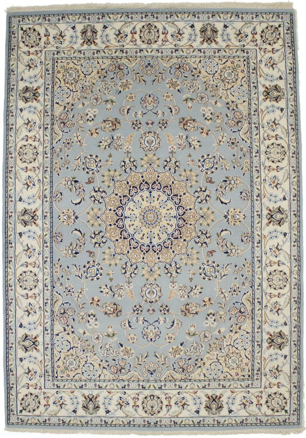 Light Blue Floral 5X7 Indo-Nain Oriental Rug - Walmart.com