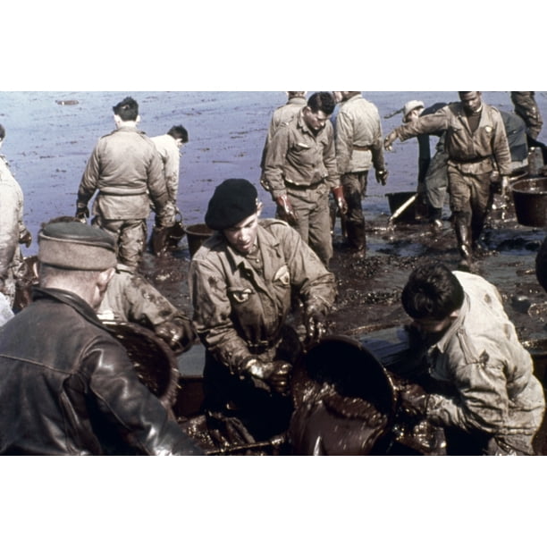 Water Pollution. /Ncleanup Efforts On A French Beach After An Oil Spill ...