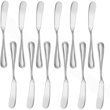 8 Pack Stainless Steel Straight Edge Wide Butter Spreader with Wood ...
