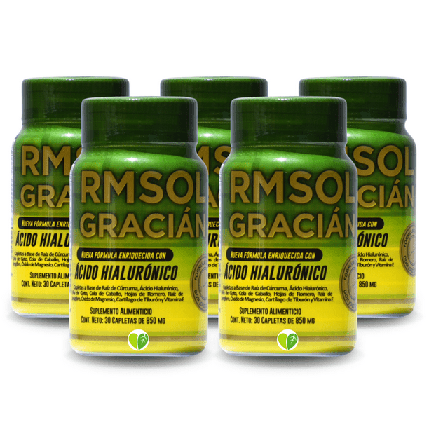 RMSOL GRACIÁN Ácido Hialurónico Presentación 5 Pack | 150 Cápsulas, 30 Cápsulas de 850mg en cada ...