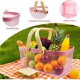 2 Pack Picnic Baskets, Metal Mesh Harvest Basket with Foldable Wooden ...