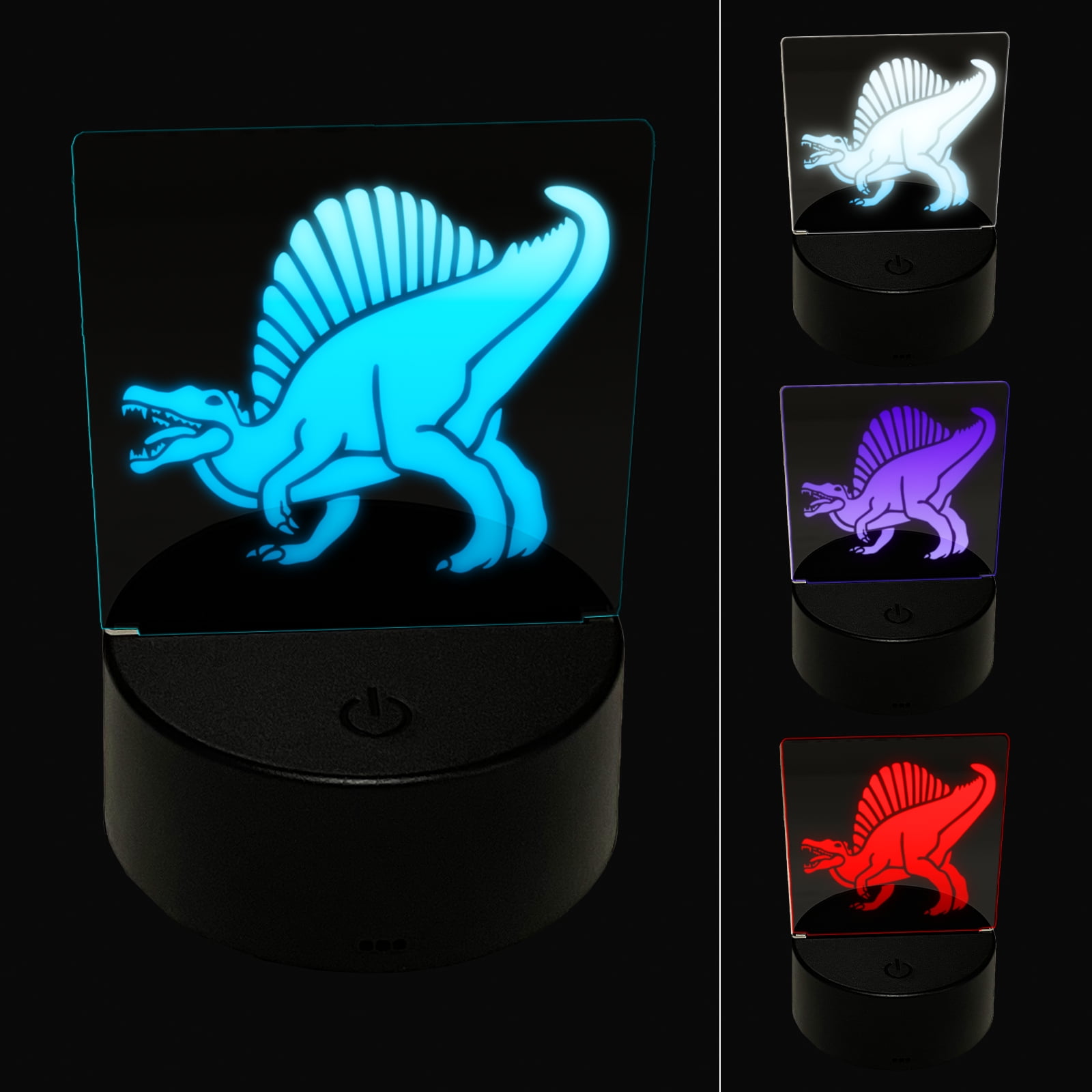 Spinosaurus Dinosaur LED Night Light Sign 3D Illusion Desk Nightstand ...