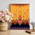 Aztec Ethnic Style Canvas Wall Art for Living Room, Orange Black Argyle ...
