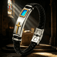 2pcs Glow in the Dark Cross Leather Bracelets, Christian Wristbands for ...
