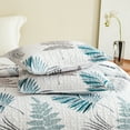 TELIZ Teal Leaves Printed California King Quilt Set Botanical Bedding ...