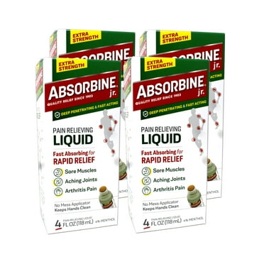 Absorbine Jr., Fast Absorbing Pain Relieving Liquid, 4oz, 2-Pack, Extra ...